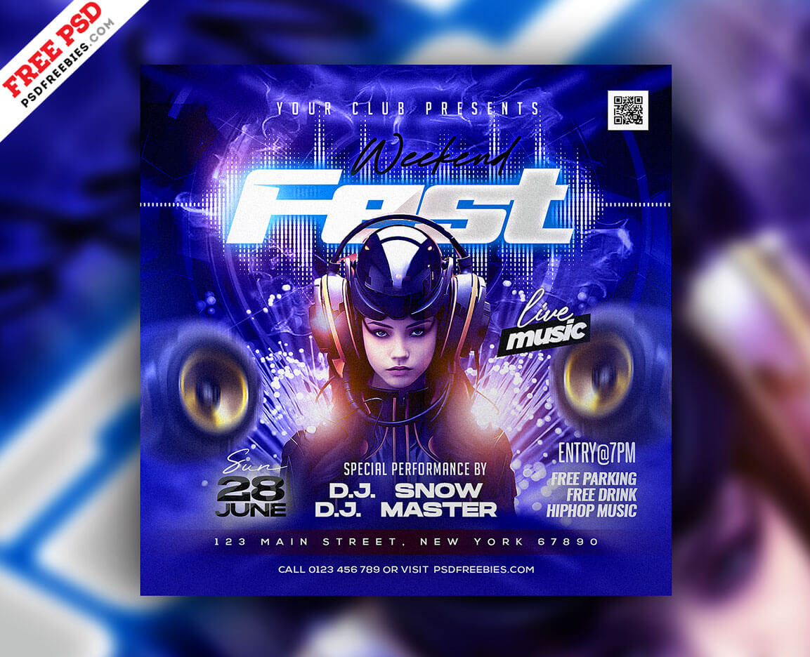 Weekend DJ Music Event Post PSD | PSDFreebies.com