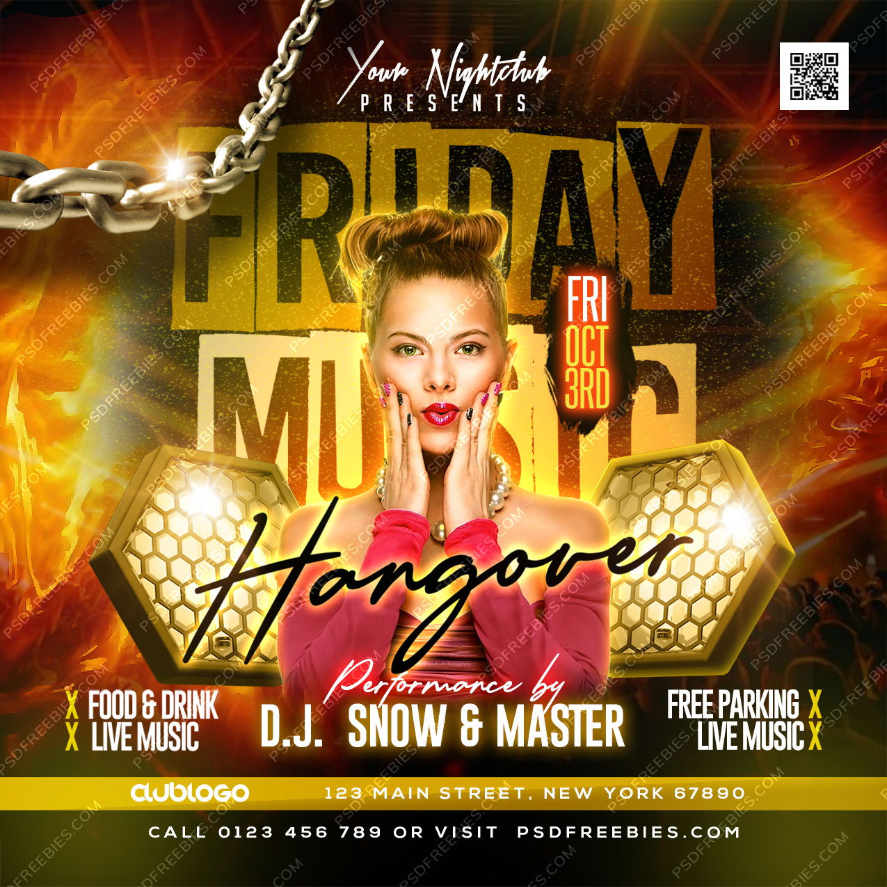 Weekend Dj Party Instagram Post PSD Template | PSDFreebies.com