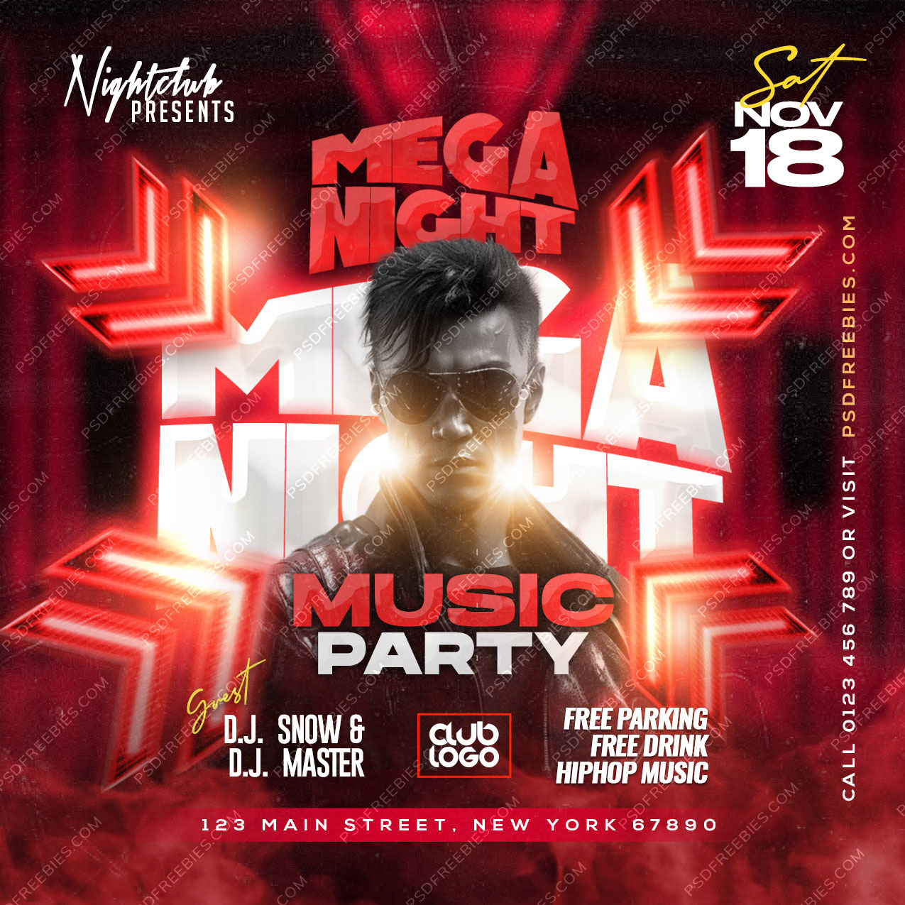 Weekend Mega Club Party Social Media Post Design PSD | PSDFreebies.com
