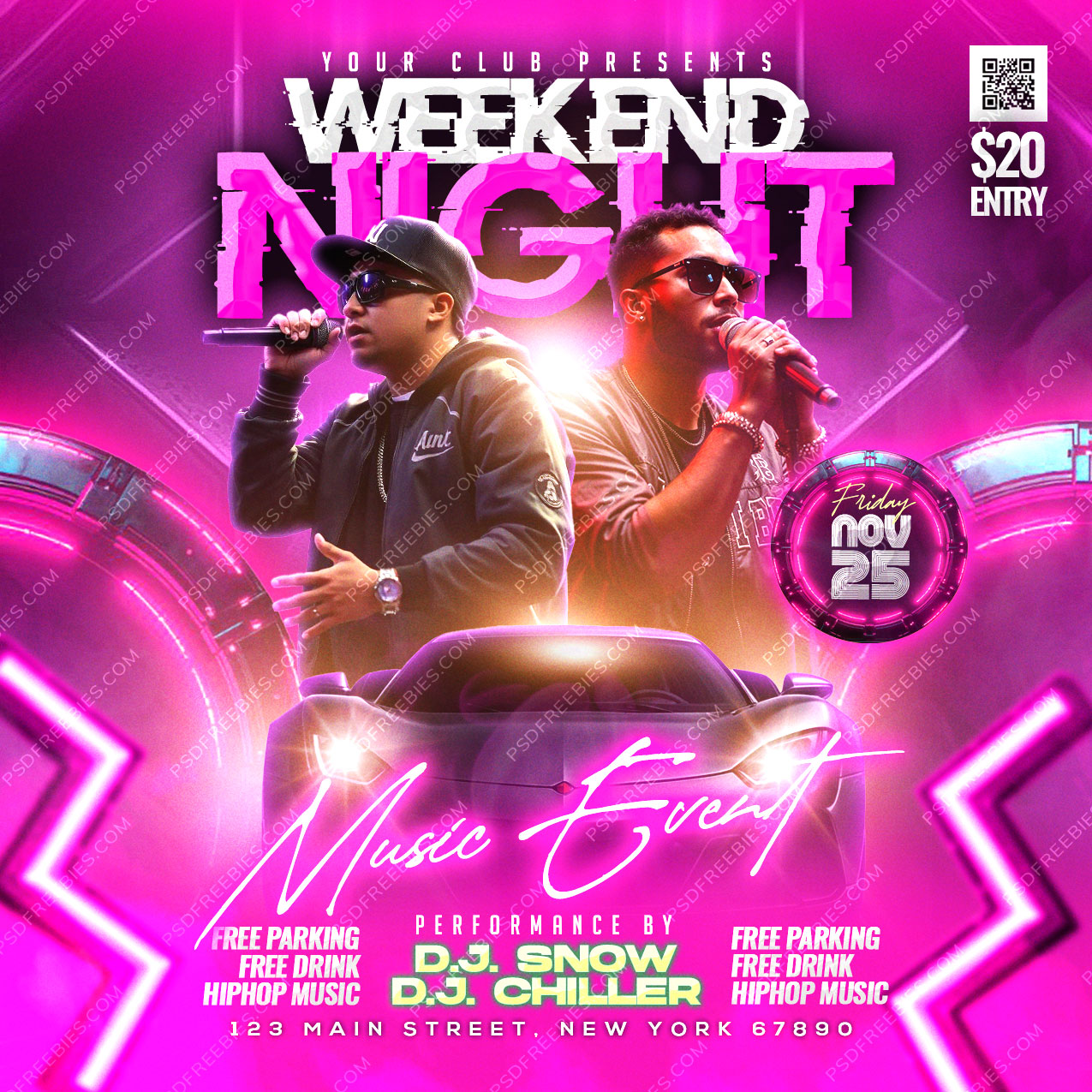 Free PSD: Weekend Night Club Music Event Post | PSD Freebies ...